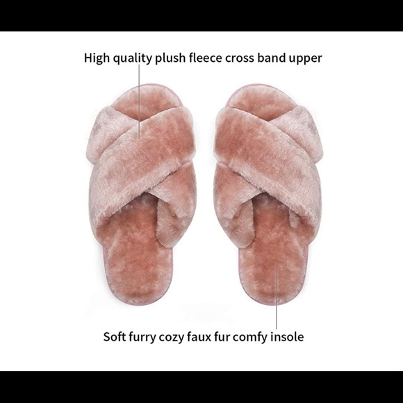 Shoes | Vepose Cross Band Slippers Soft Plush Furry Girl Size 111 | Poshmark